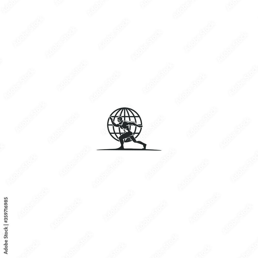 atlas logo, a strong man holding the earth, vector illustrations action ...