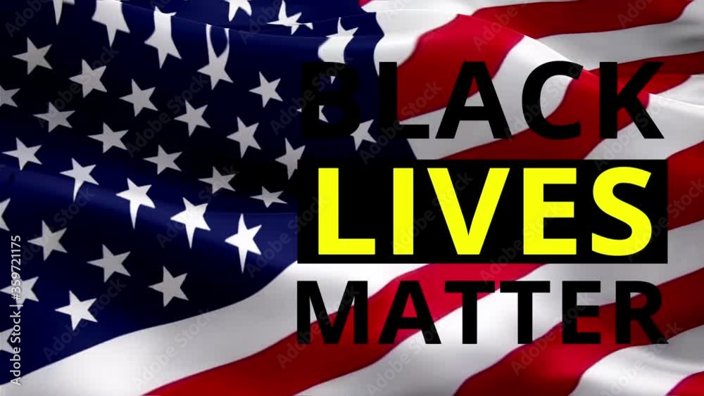 US Black Lives Matter BLM. American Flag background. movement, protest ...