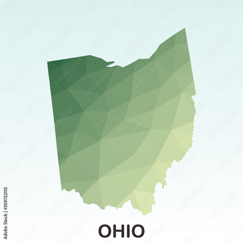 Ohio States Map, Polygonal Geometric,Green Low Poly Styles, Vector ...