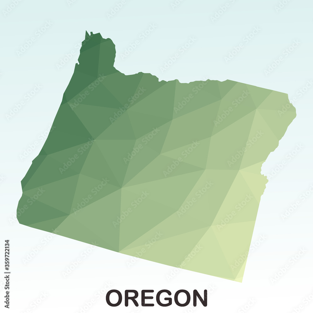 Oregon States Map, Polygonal Geometric,Green Low Poly Styles, Vector ...