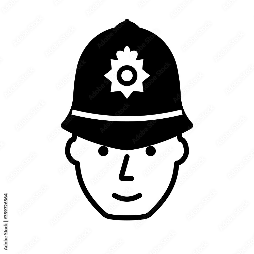 UK policeman officer outline icon. Clipart image isolated on white ...