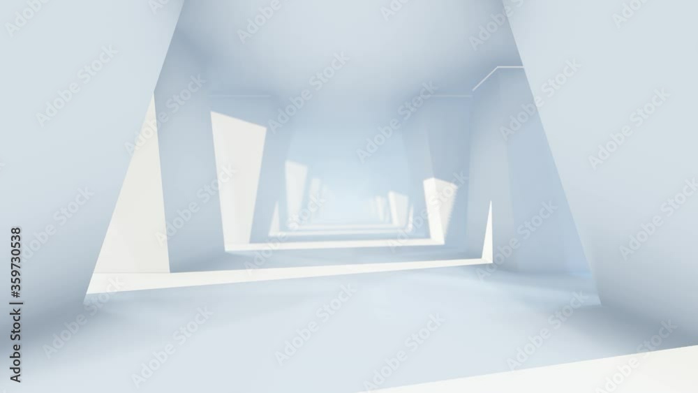 3D animation, Rectangular Walls And Bright Light With Futuristic Empty ...