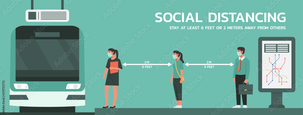 people maintain social distancing to prevent virus spreading and ...