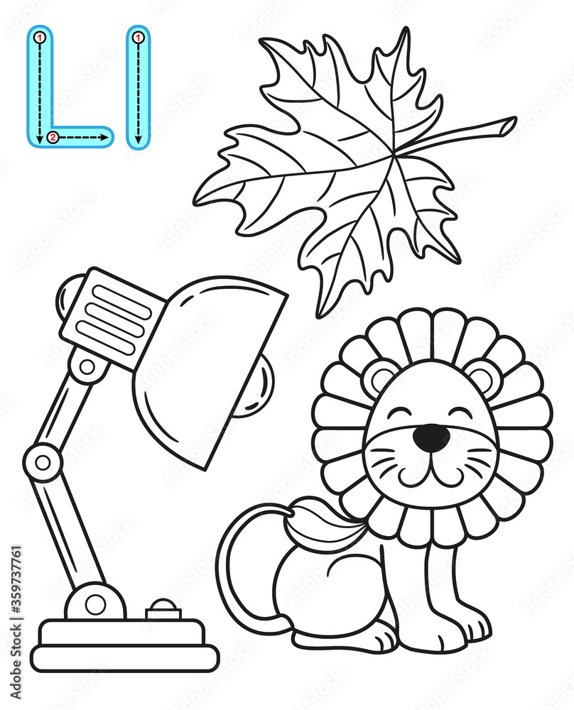 Printable coloring page for kindergarten and preschool. Card for study ...