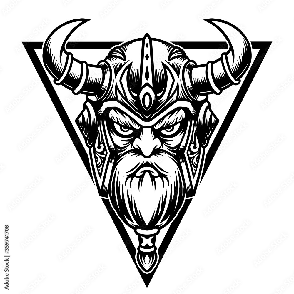 Vecteur Stock Vector illustration of God Odin Viking with Helmet, Armor ...