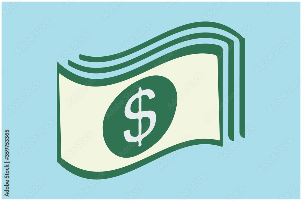 dollar sign vector illustration,bundles of bank notes, bills fly. Flat ...