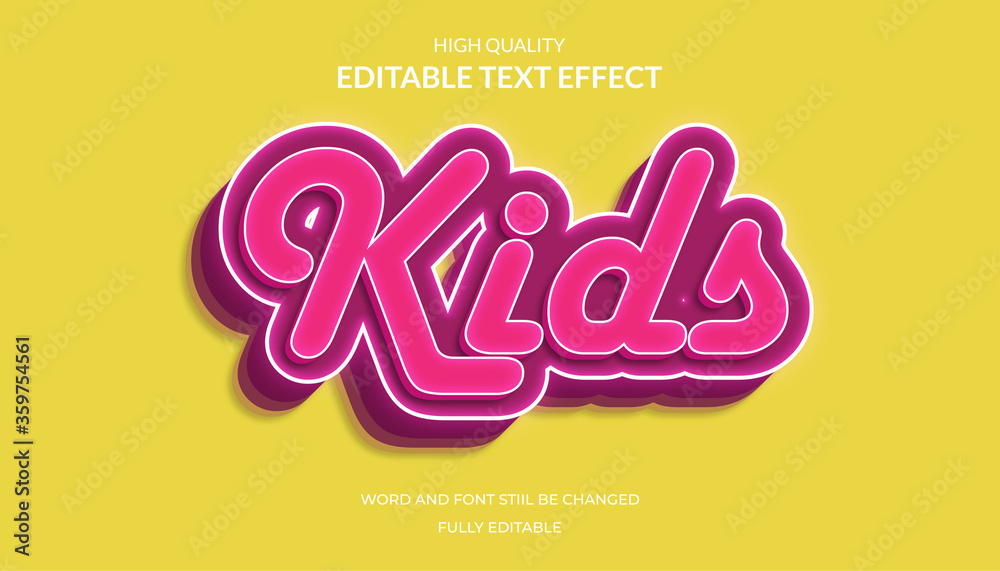 kids text effect, editable 3d cartoon text style effect. Stock Vector ...