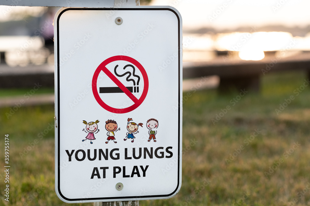 No Smoking sign on Children's Playground Stock Photo | Adobe Stock