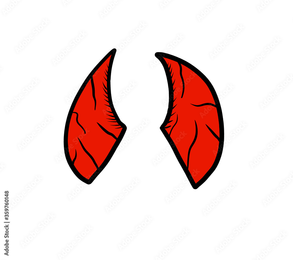 Cartoon Stylized Devil Horns Doodle Stock Illustration | Adobe Stock