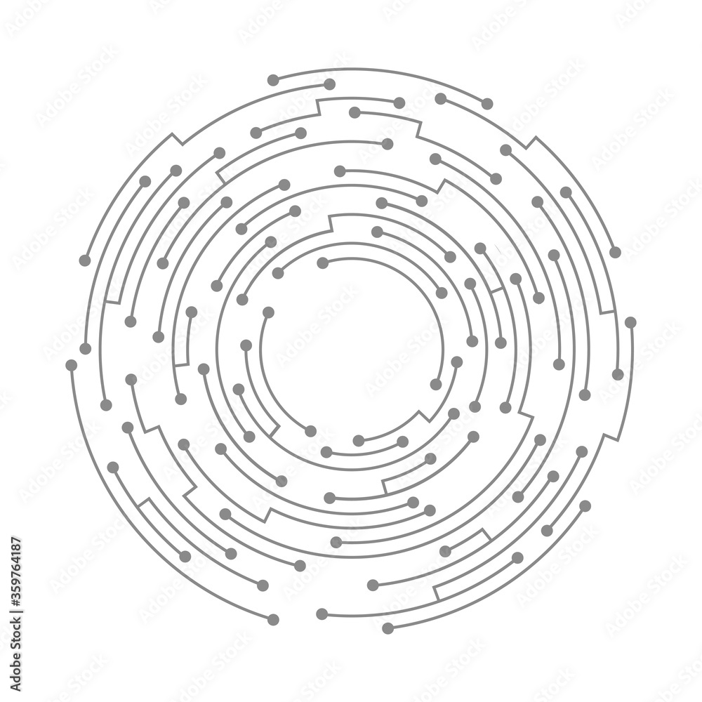 Abstract circuit board. Vector technology background. Round shape ...