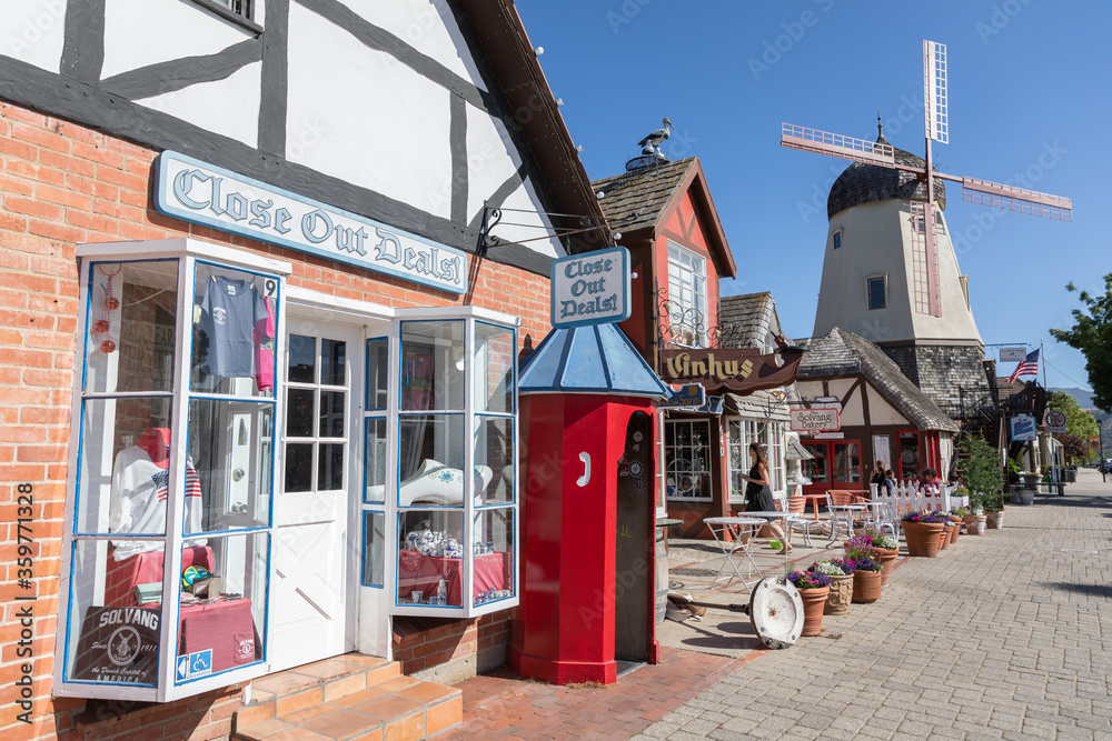 Streets and public buildings of Solvang which is a city in southern ...