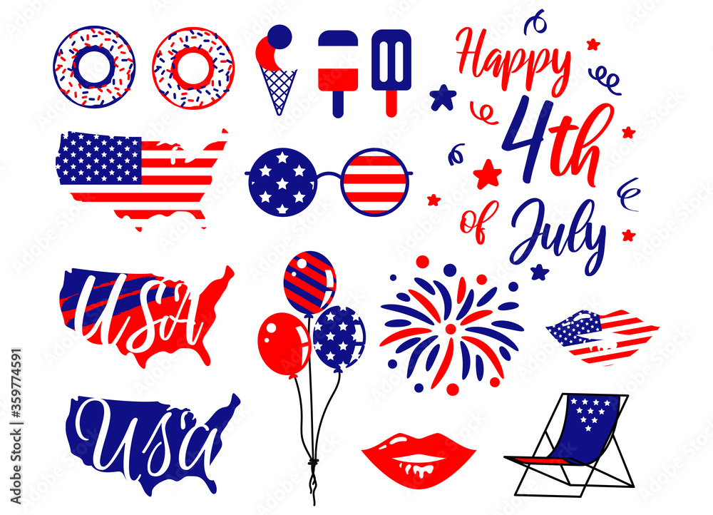 American Independence Day 4th July holiday clipart vector. Stock Vector ...
