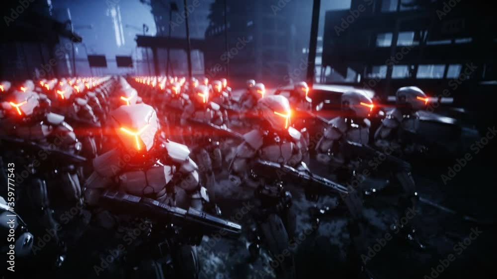 Vidéo Stock walking military robots. invasion of military robots ...