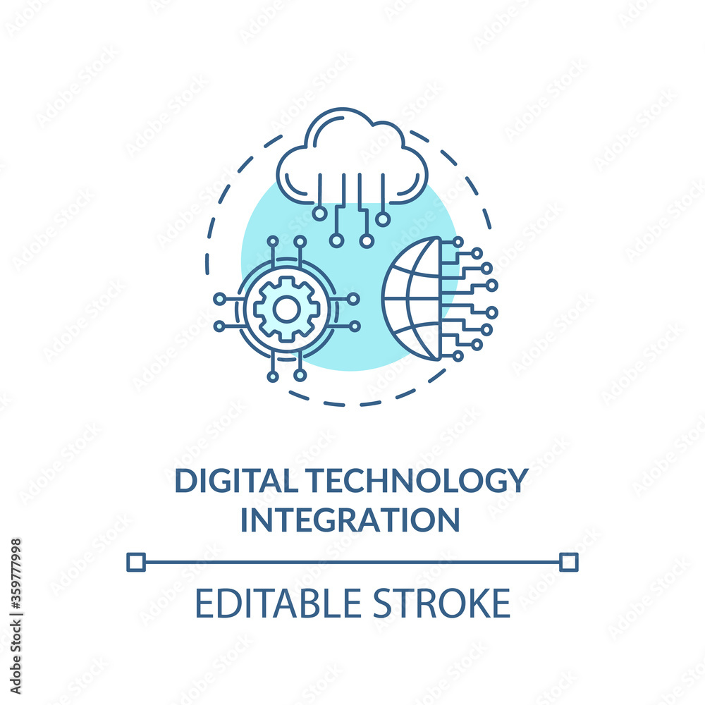 Digital technology integration turquoise concept icon. Digital ...