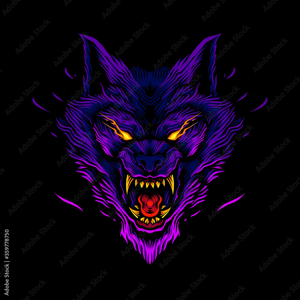 detailed angry wolf head illustration and tshirt design Stock Vector ...