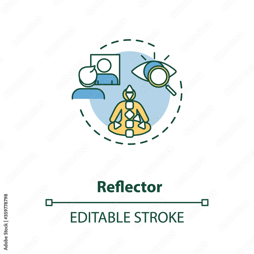 Reflector concept icon. Energy center in body chart graph. Mirroring ...