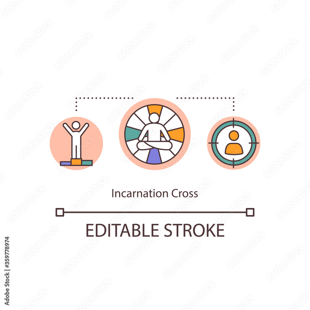 Incarnation cross concept icon. Chart human body. Aura and energy ...