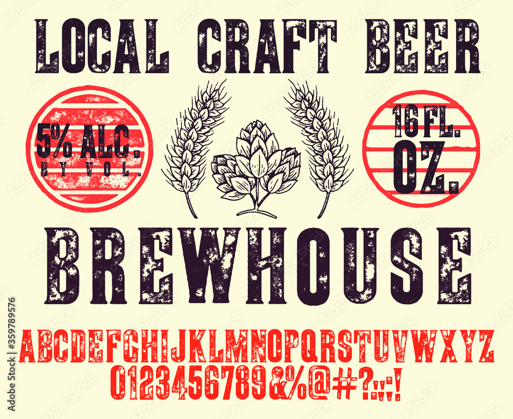 Brewery vintage alphabet font. Custom handwritten alphabet. Retro ...