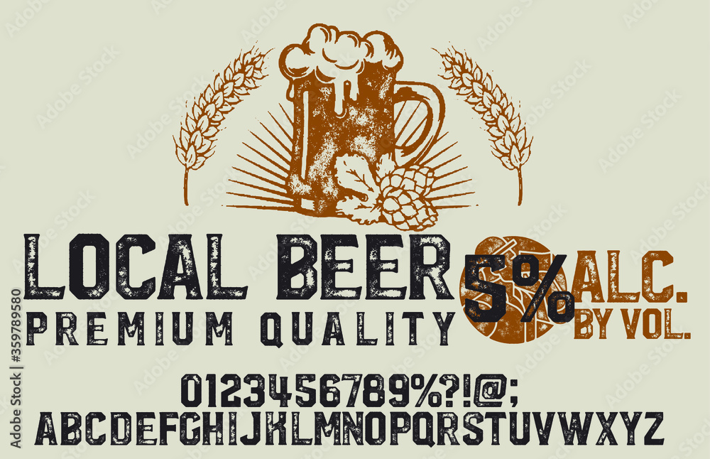 Brewery vintage alphabet font. Custom handwritten alphabet. Retro ...