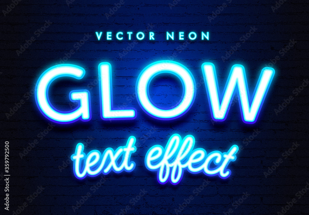 Retro Neon Glow Text Effect Stock Template | Adobe Stock