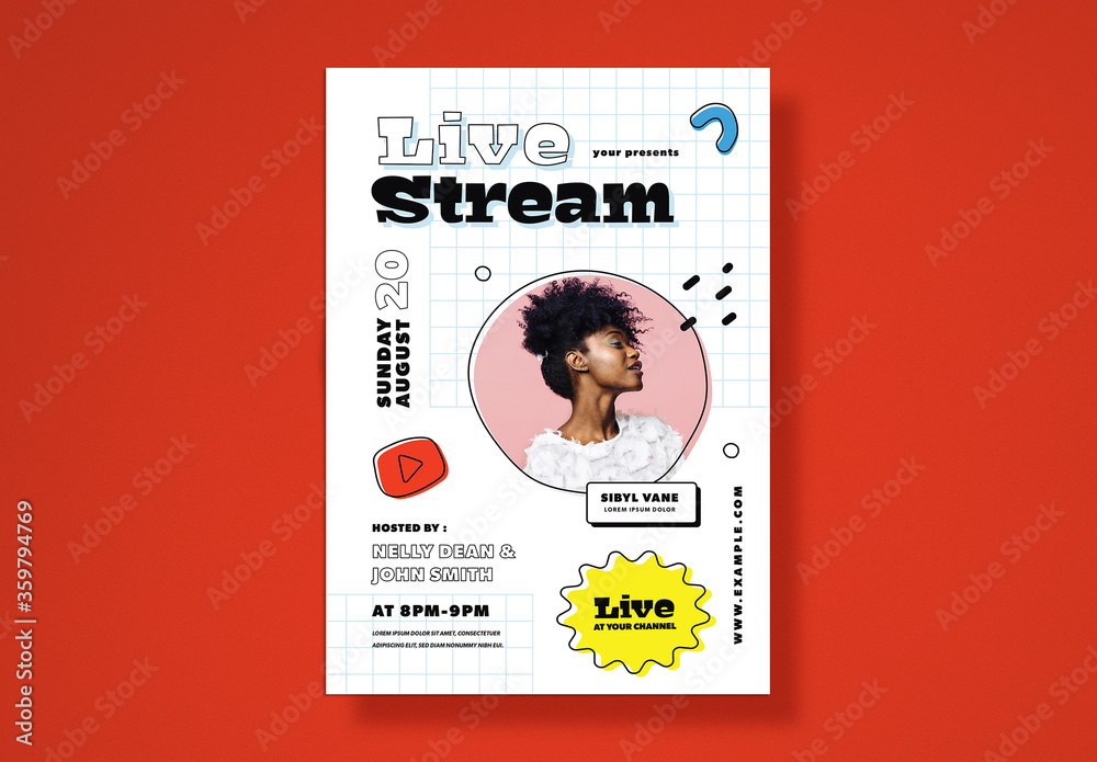 Live Stream Event Flyer Layout Stock Template | Adobe Stock