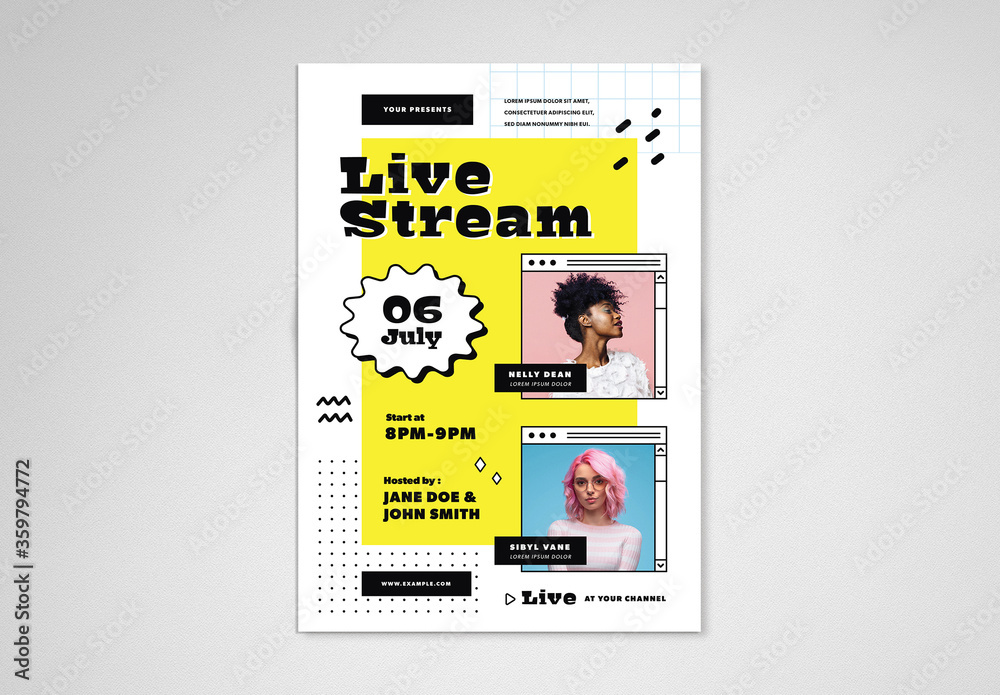 Live Stream Event Flyer Layout Stock Template | Adobe Stock