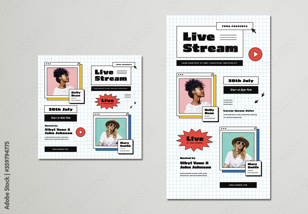 Live Stream Event Flyer Layout Stock Template | Adobe Stock