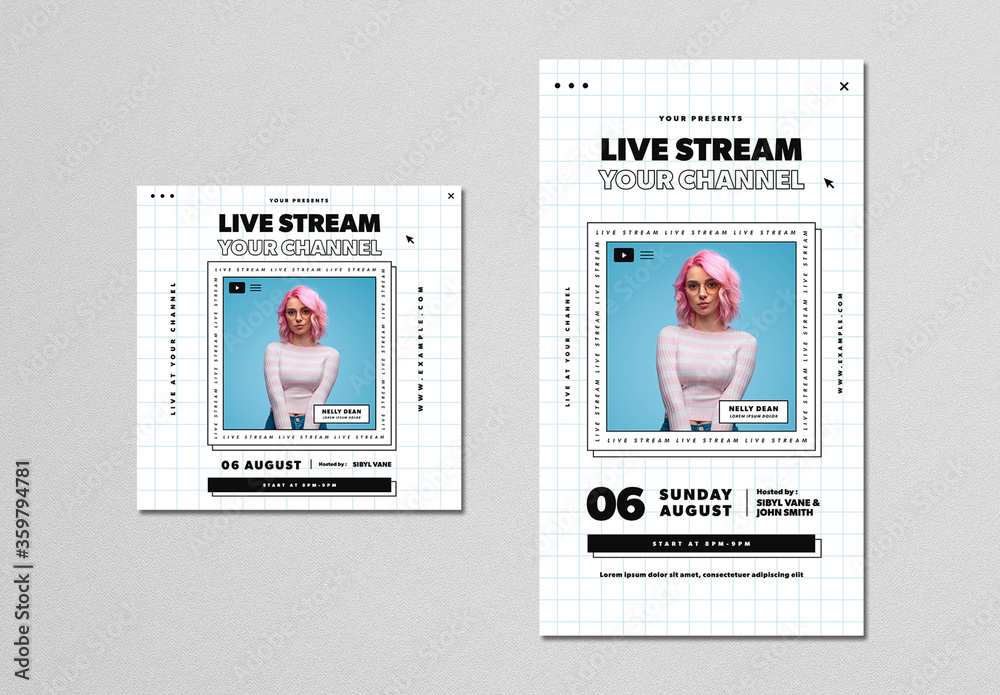 Live Stream Event Social Media Layouts Stock Template | Adobe Stock