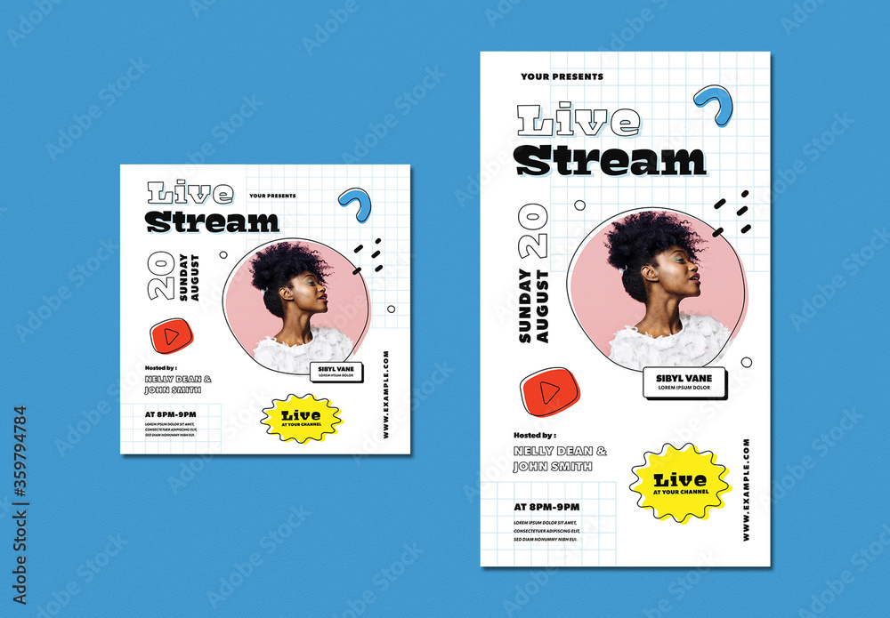 Live Stream Event Social Media Layouts Stock Template | Adobe Stock