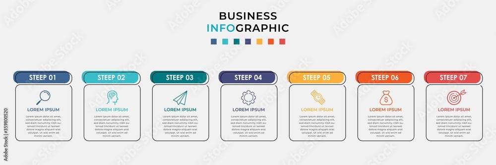 Business Infographic design template Vector with icons and 7 seven ...