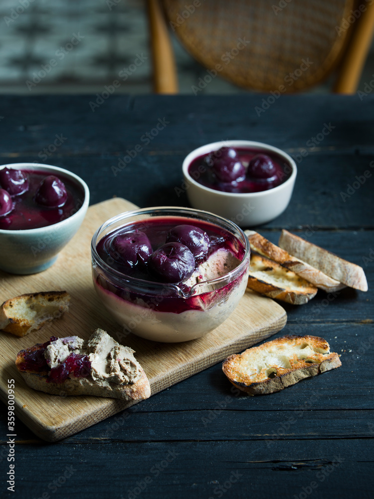 Duck liver Mousse with Black Cherry Jelly Stock Photo | Adobe Stock