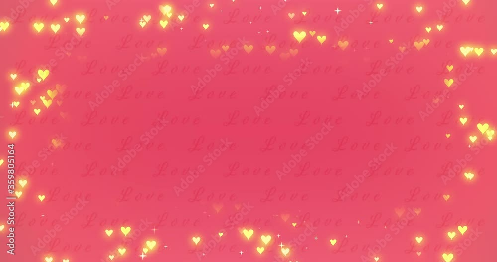 Vidéo Stock Animated love background with golden hearts popping on the ...