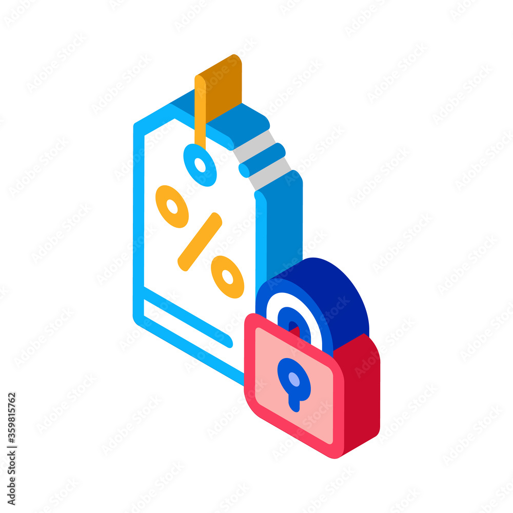 no deduction of interest from asset icon vector. isometric no deduction ...