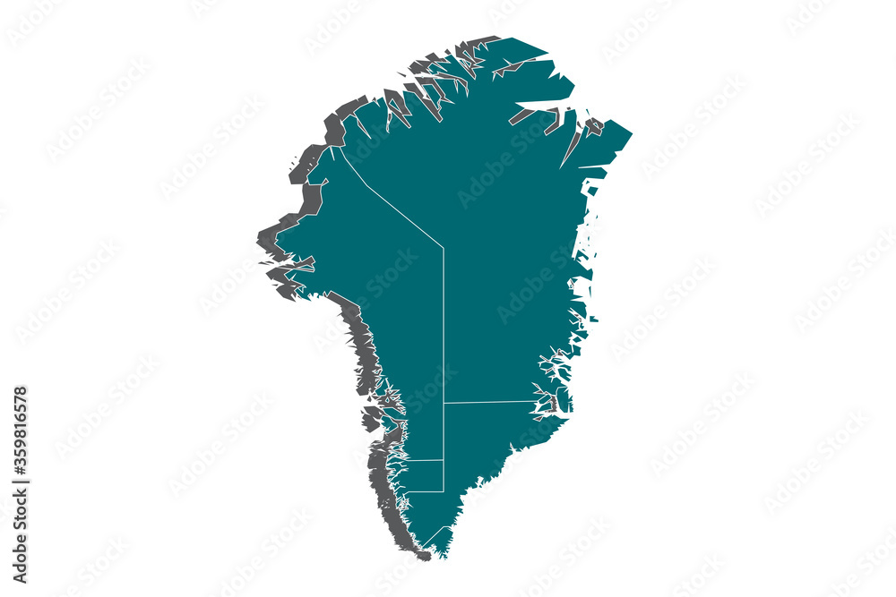 Map of greenland. Detailed vector map with counties, regions, province ...