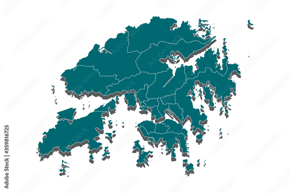 Detailed vector map of Hong Kong,Map of Hong Kong - Blue Geometric ...