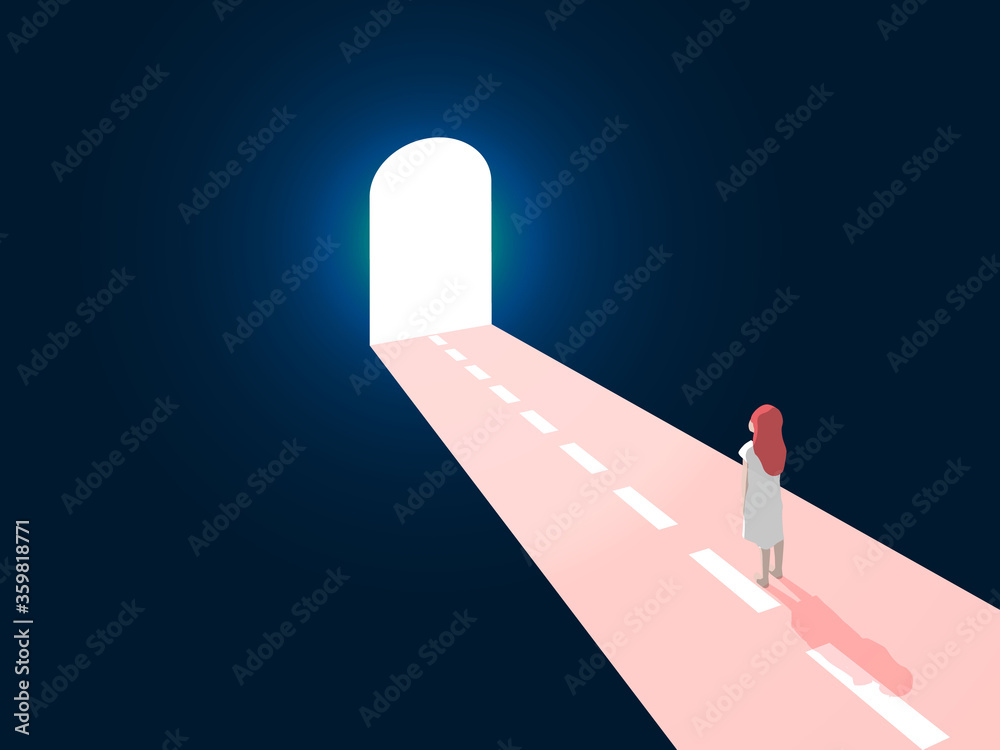 open the door to the new path Stock Vector | Adobe Stock