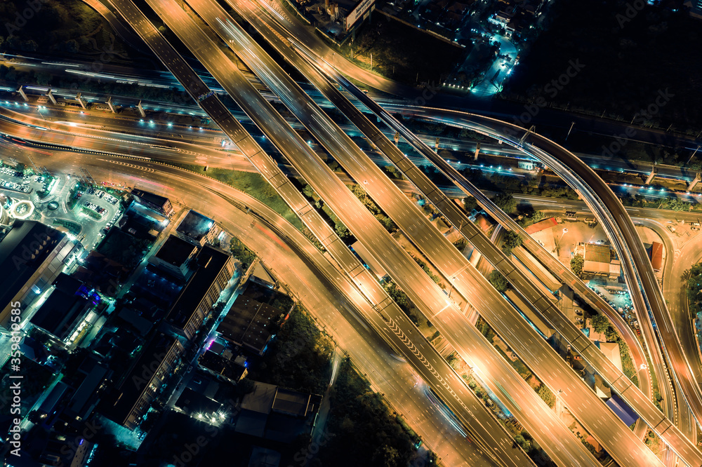 Aerial view of Modern transportation with Expressway, Road and ...