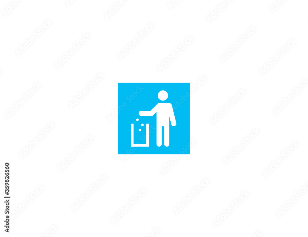 Litter in Bin Sign vector flat icon. Put Litter In Trash. Isolated ...