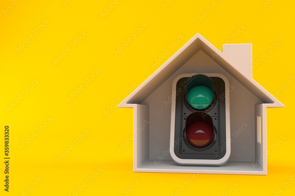 Green traffic light inside house cross-section Stock Illustration ...