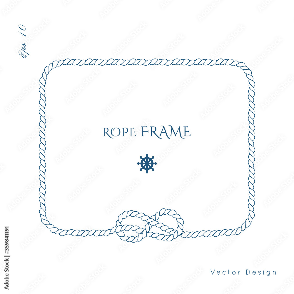 Nautical vector frame. Rope knot border design Stock Vector | Adobe Stock