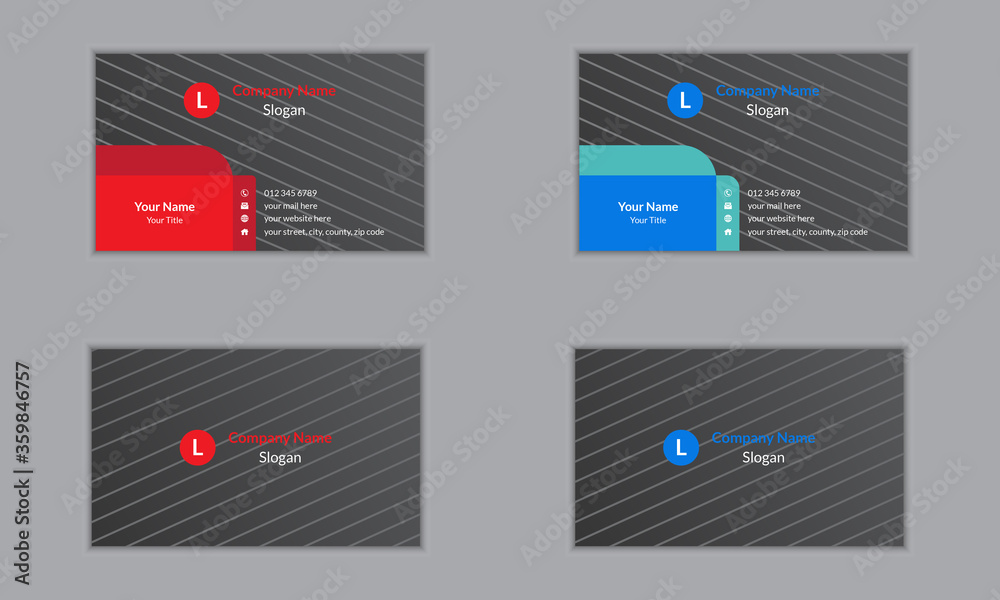 Minimal and Clean Corporate Business Card Design Two Color Design and ...