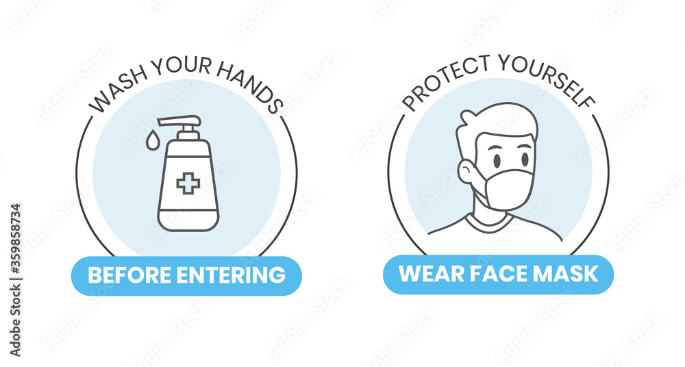 Instructional vector sign sticker for healthcare educational. Wash your ...