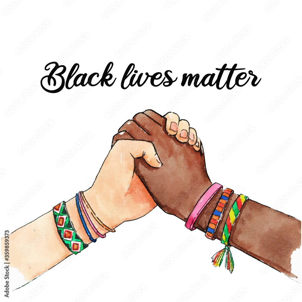 BLACK LIVES MATTER BLM Hand drawn watercolor art isolated content ...