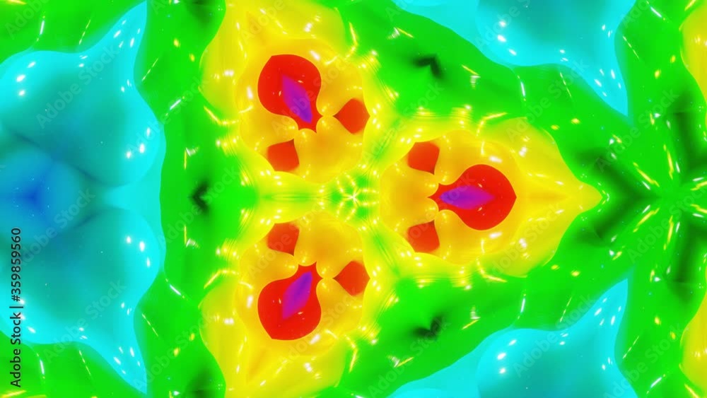 Kaleidoscope effect with abstract waves. Abstract symmetric 3D ...