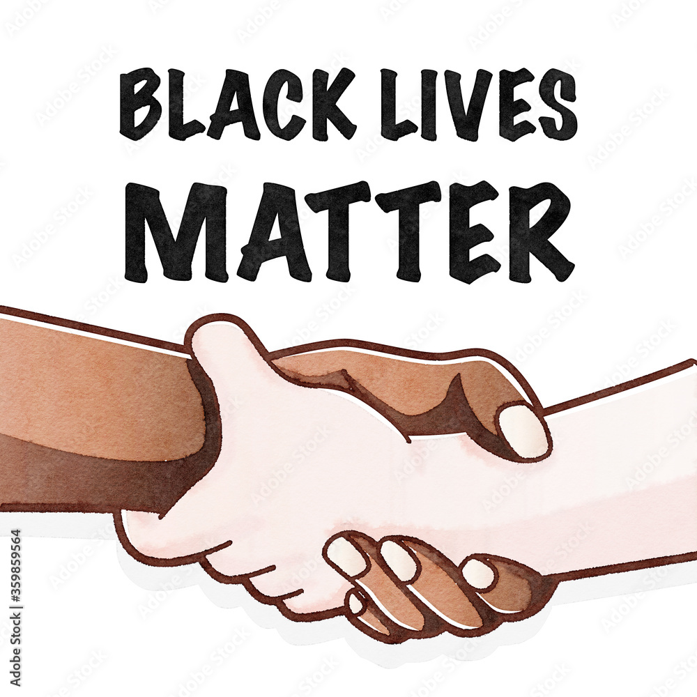 BLACK LIVES MATTER BLM Hand drawn watercolor art isolated content ...