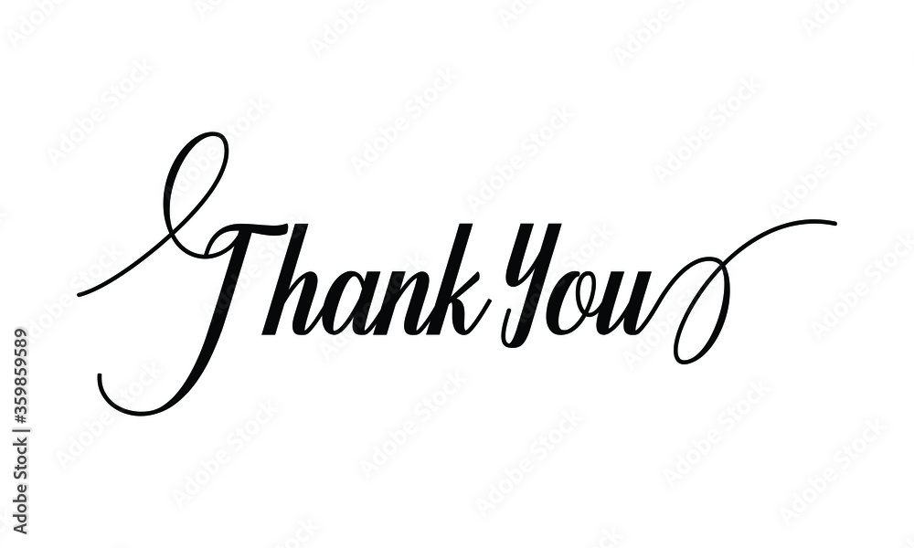 Thank you Calligraphic Cursive Typographic Text on White Background ...