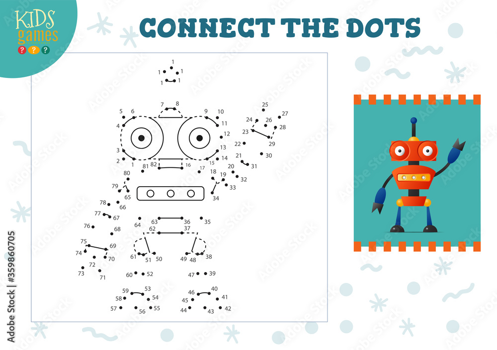 Connect the dots kids game vector illustration. Kindergarten children ...