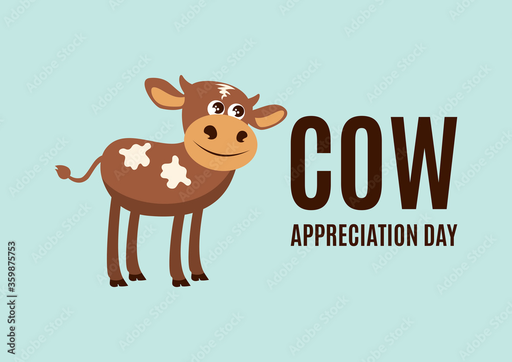 Cow Appreciation Day vector. Happy cow icon vector. Cute smiling calf ...
