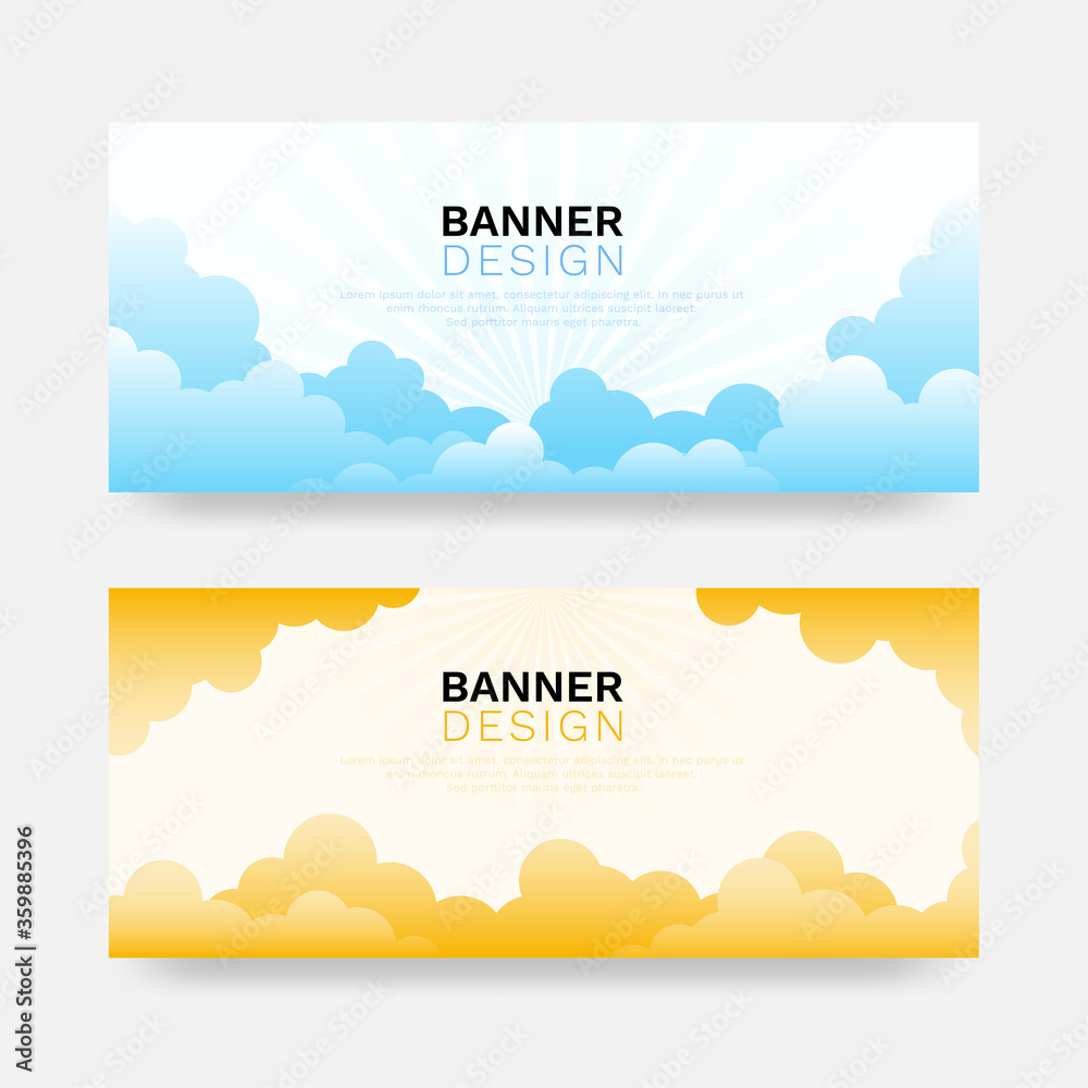 Banner cloud day summer and sunset border flat design cartoon style ...