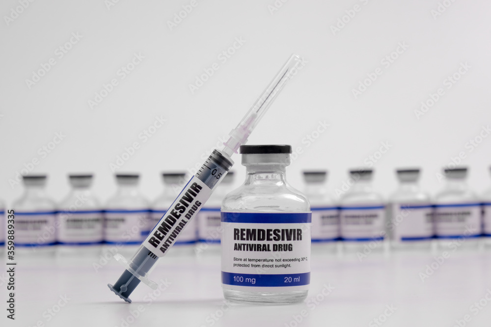 Remdesivir antiviral injectable drug vaccine medicine vial Covid-19 ...